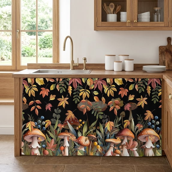 Cabinet Curtains 28"W x 51"L, Thanksgiving Fall Leaves Sink Skirt for ...