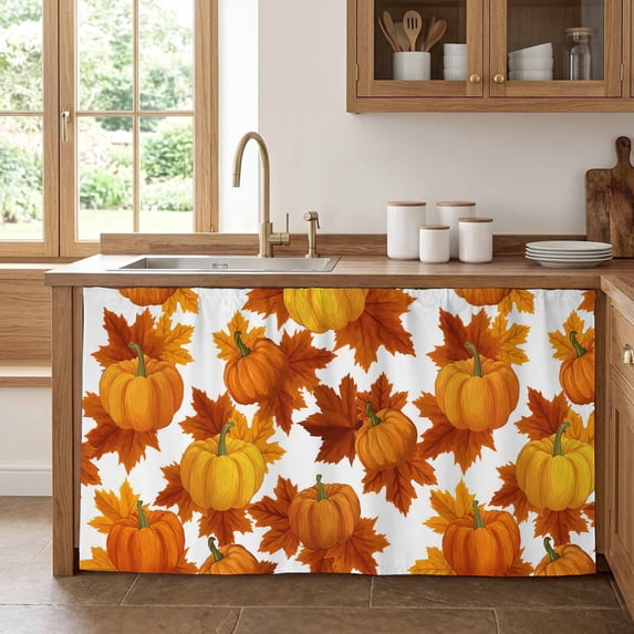 Cabinet Curtains 28"W x 51"L, Thanksgiving Sink Skirt for Bathroom ...