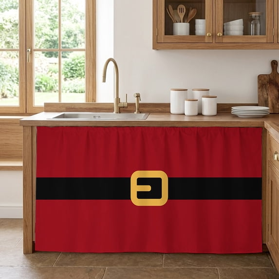 Cabinet Curtains 32"W x 55"L, Christmas Santa Sink Skirt for Bathroom ...