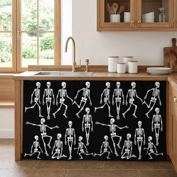 Cabinet Curtains 32"W x 55"L, Halloween Sink Skirt for Bathroom Kitchen ...