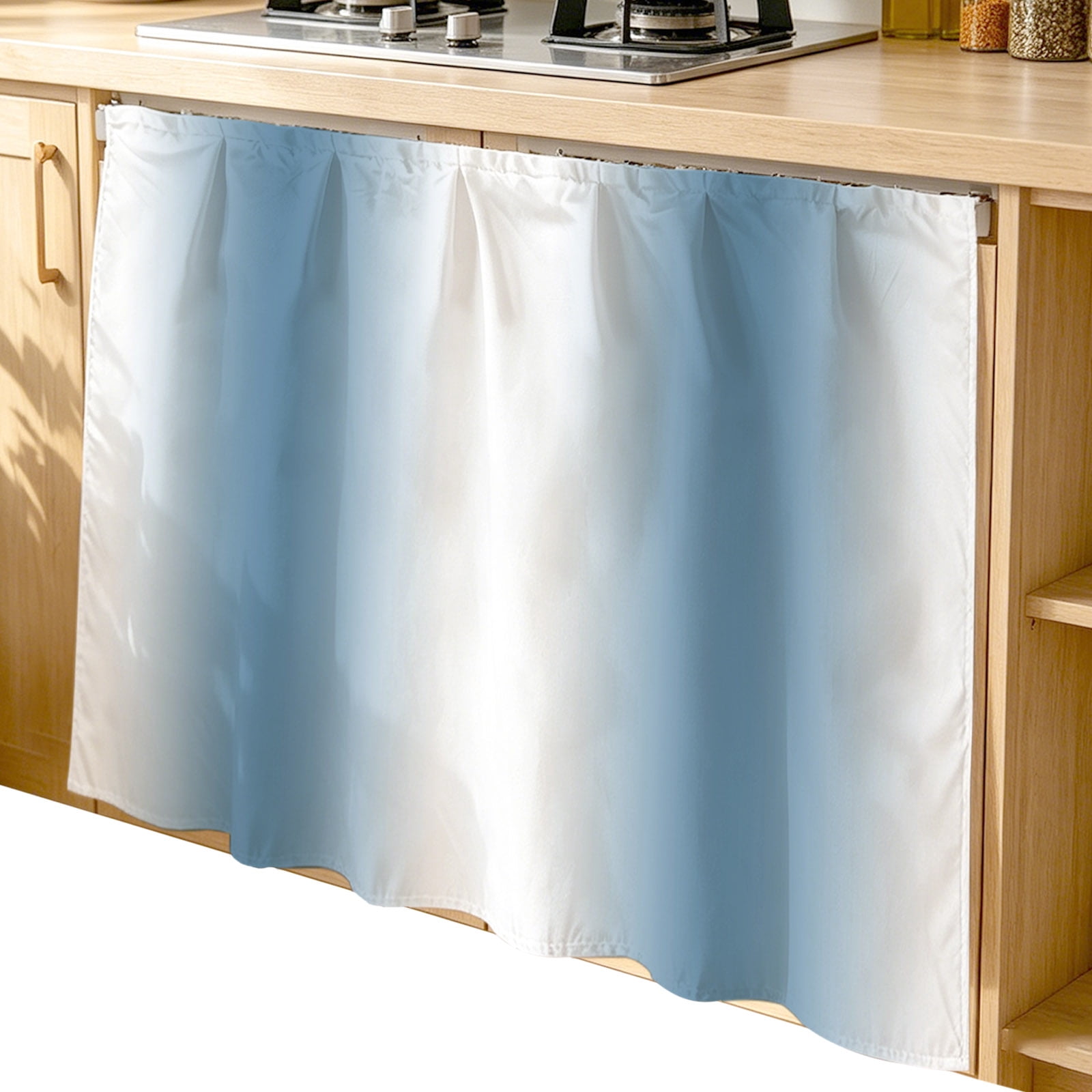 Cabinet Curtains 35"W x 35"L, Blue White Ombre Sink Skirt for Bathroom ...