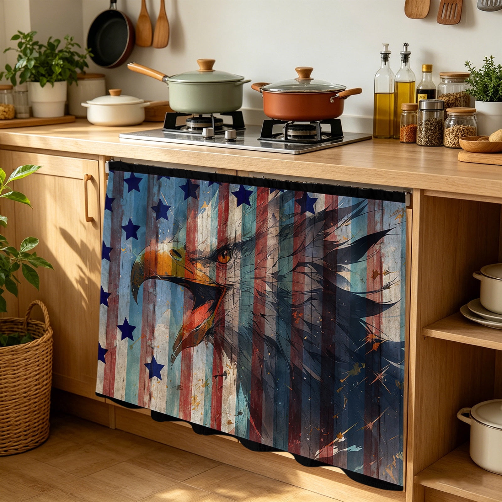 Cabinet Curtains 35"W x 35"L, Eagle Sink Skirt for Bathroom Kitchen ...