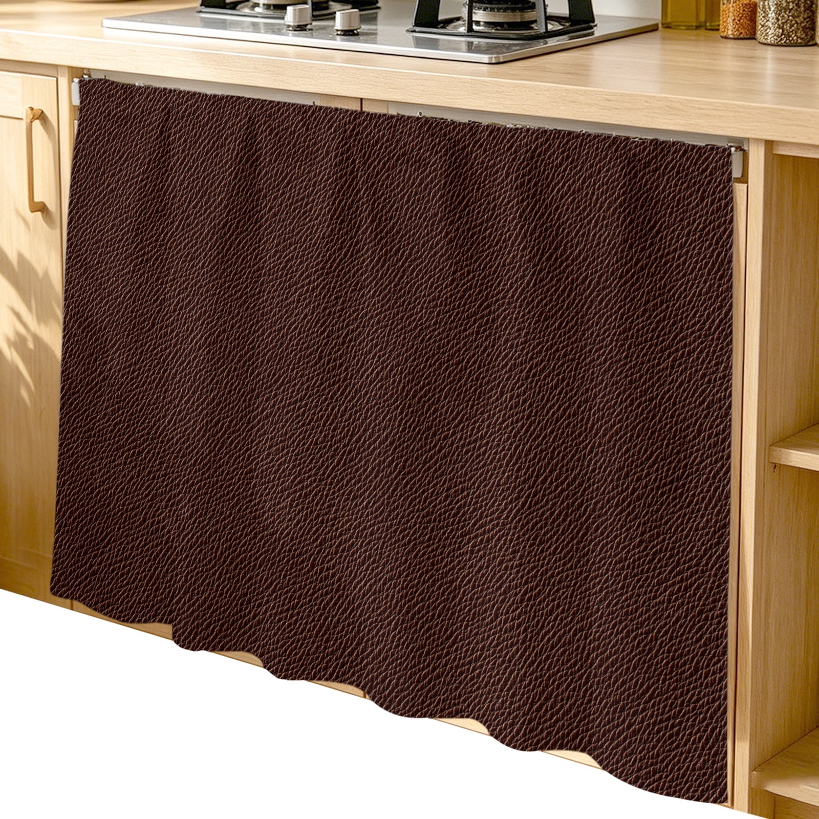 Cabinet Curtains 35"W x 35"L, Solid Brown Sink Skirt for Bathroom ...