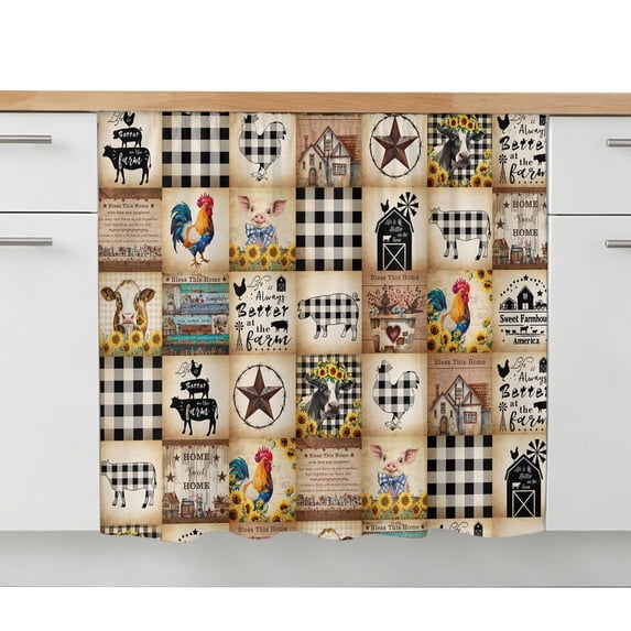 Cabinet Curtains for Shelves, Animals Farmhouse Under Sink Cabinet ...