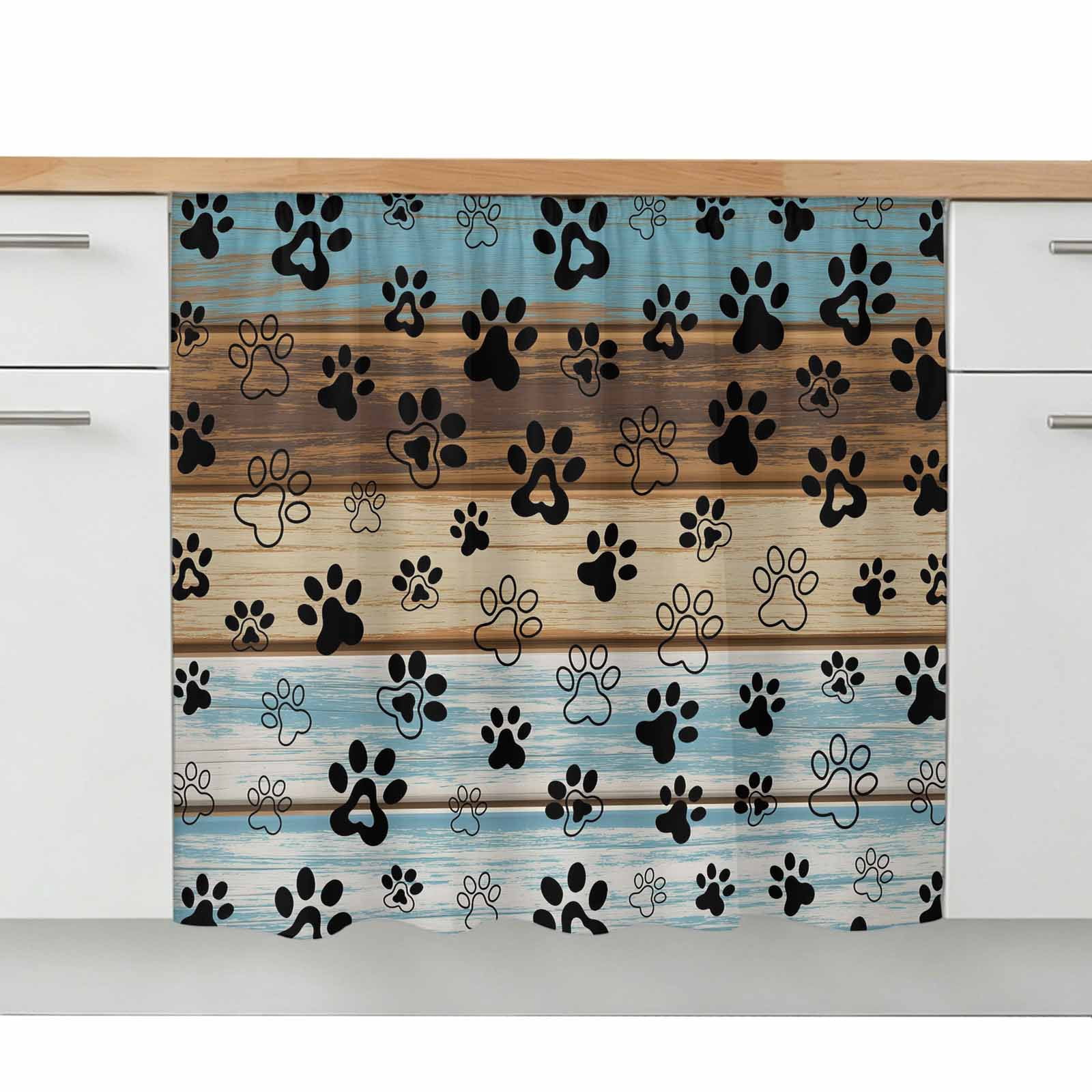 Cabinet Curtains for Shelves, Cute Dog Claws Under Sink Cabinet Curtain ...