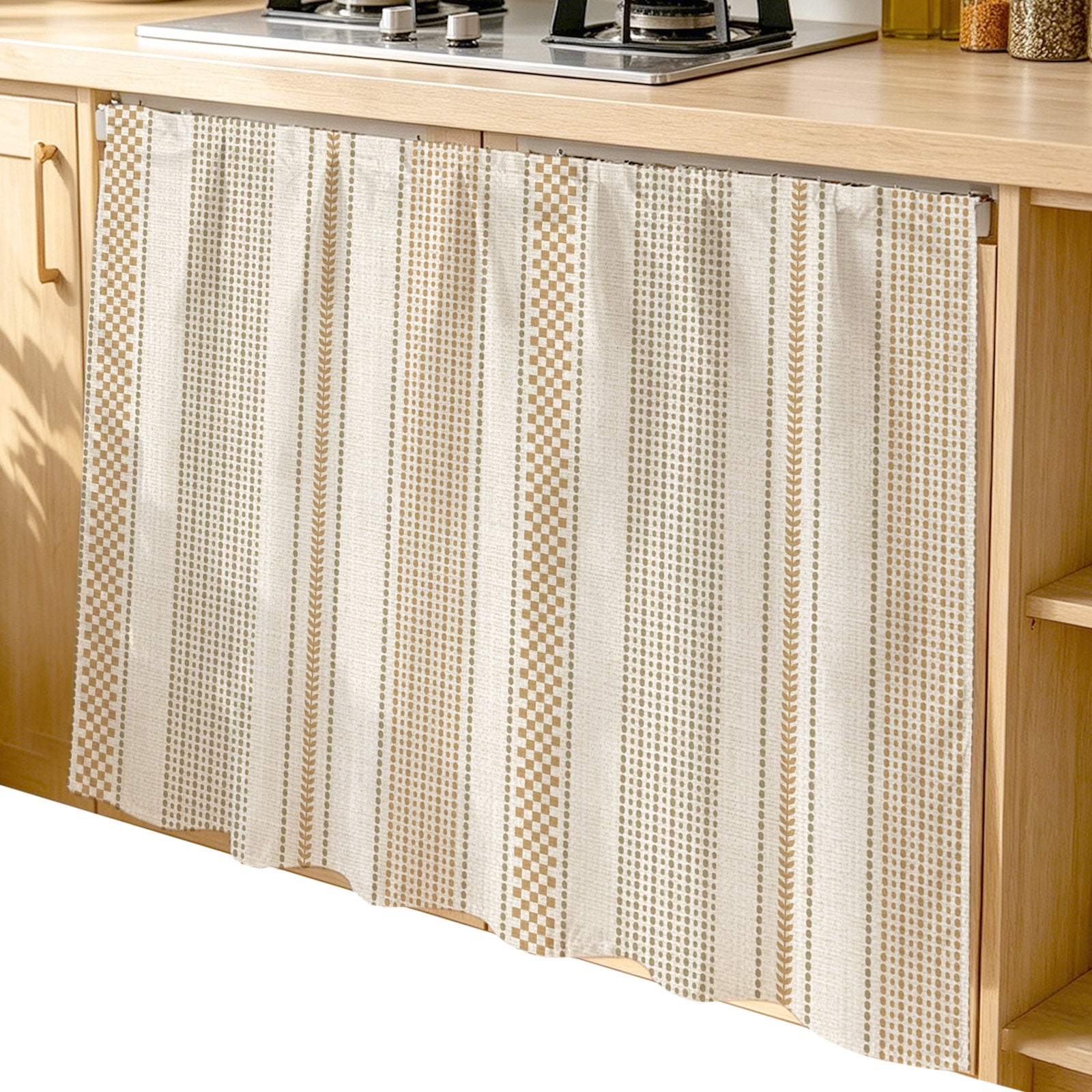 Cabinet Curtains for Shelves, Farmhouse Stripe Under Sink Cabinet ...