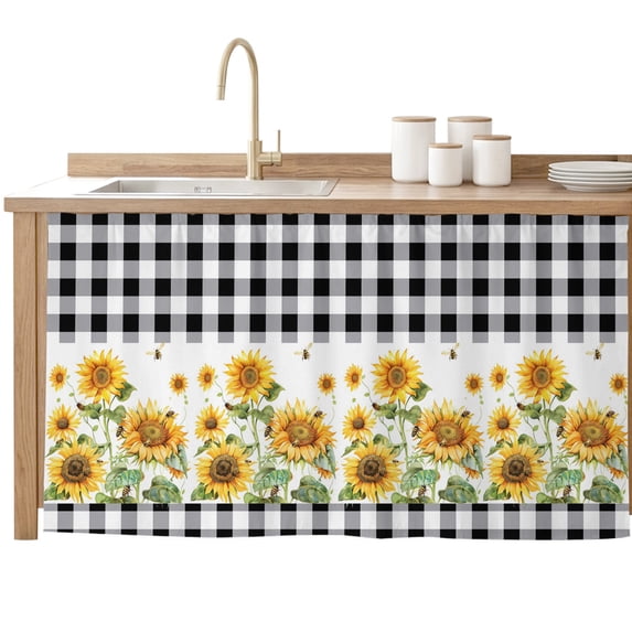 Cabinet Curtains for Shelves, Sunflower Under Sink Cabinet Curtain ...