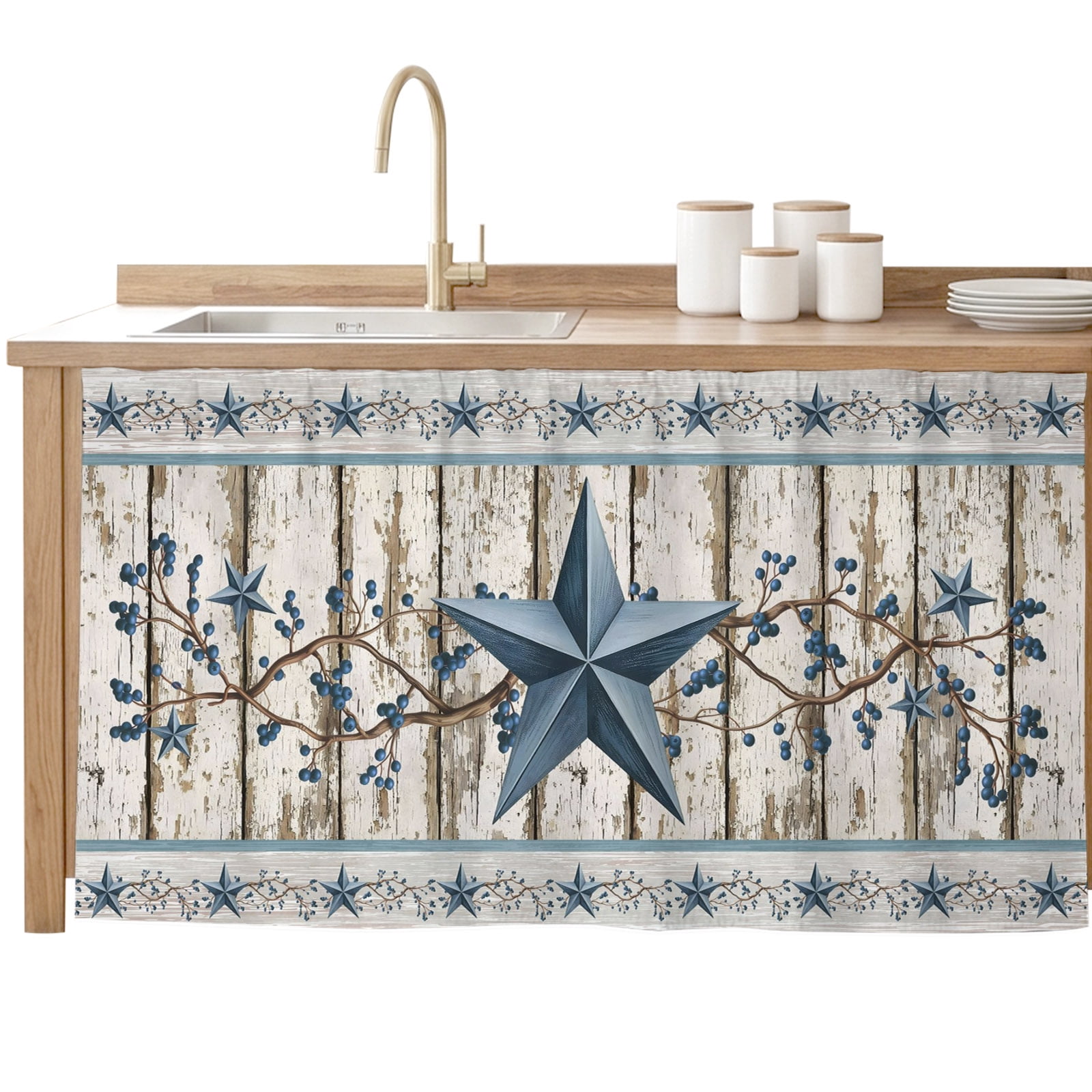 Cabinet Curtains for Shelves, Texas Star Navy Blue Under Sink Cabinet ...