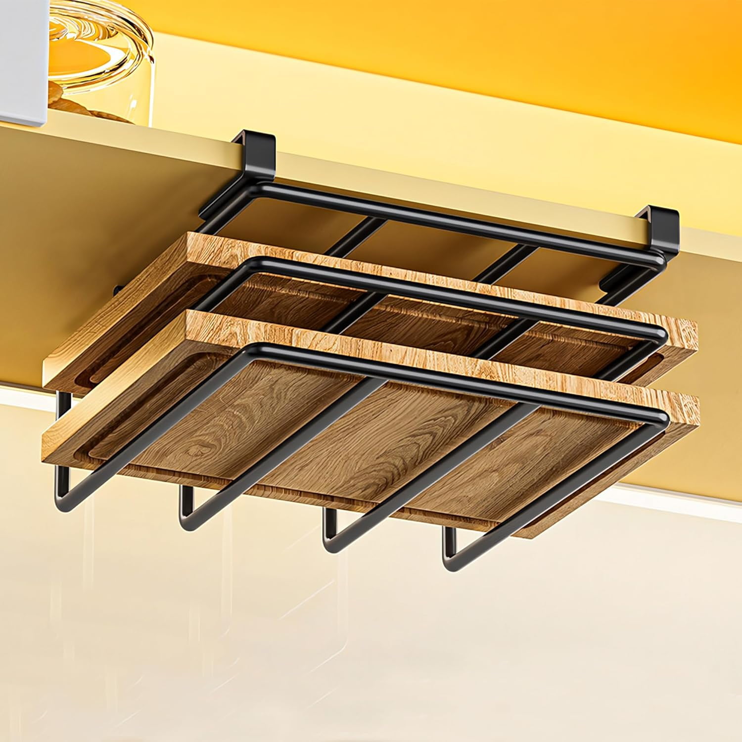 Under Cabinet Cutting Board Holder:Stainless Steel Double Layer Cutting ...