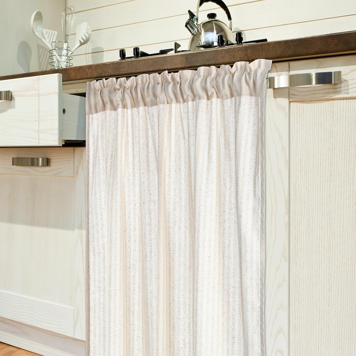 Cabinet Dishwasher Hidden Curtains with Telesco c Rod and Rod Clamp ...
