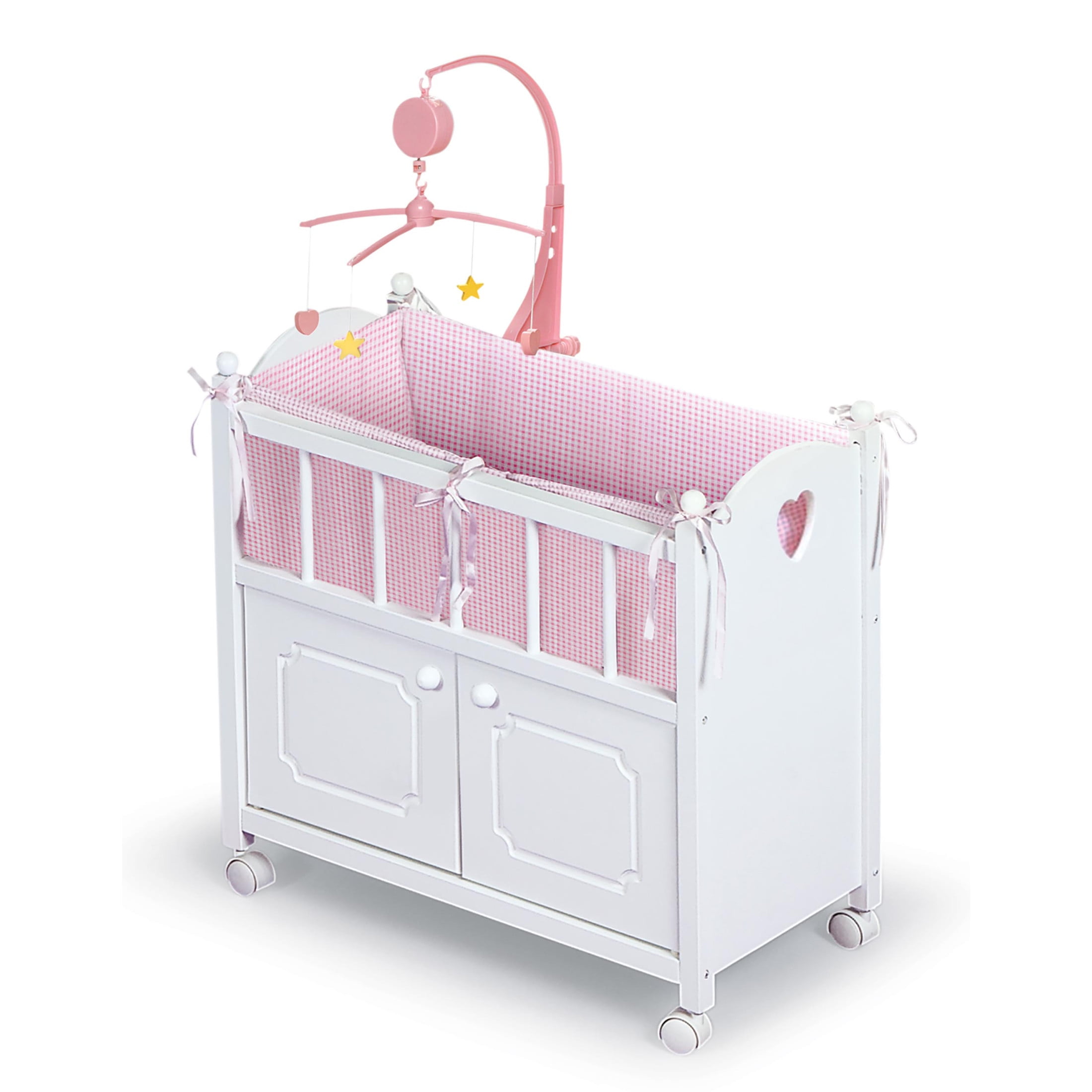 Badger Basket, Cabinet Doll Crib, 22-inch doll, Pink/White - Walmart.com
