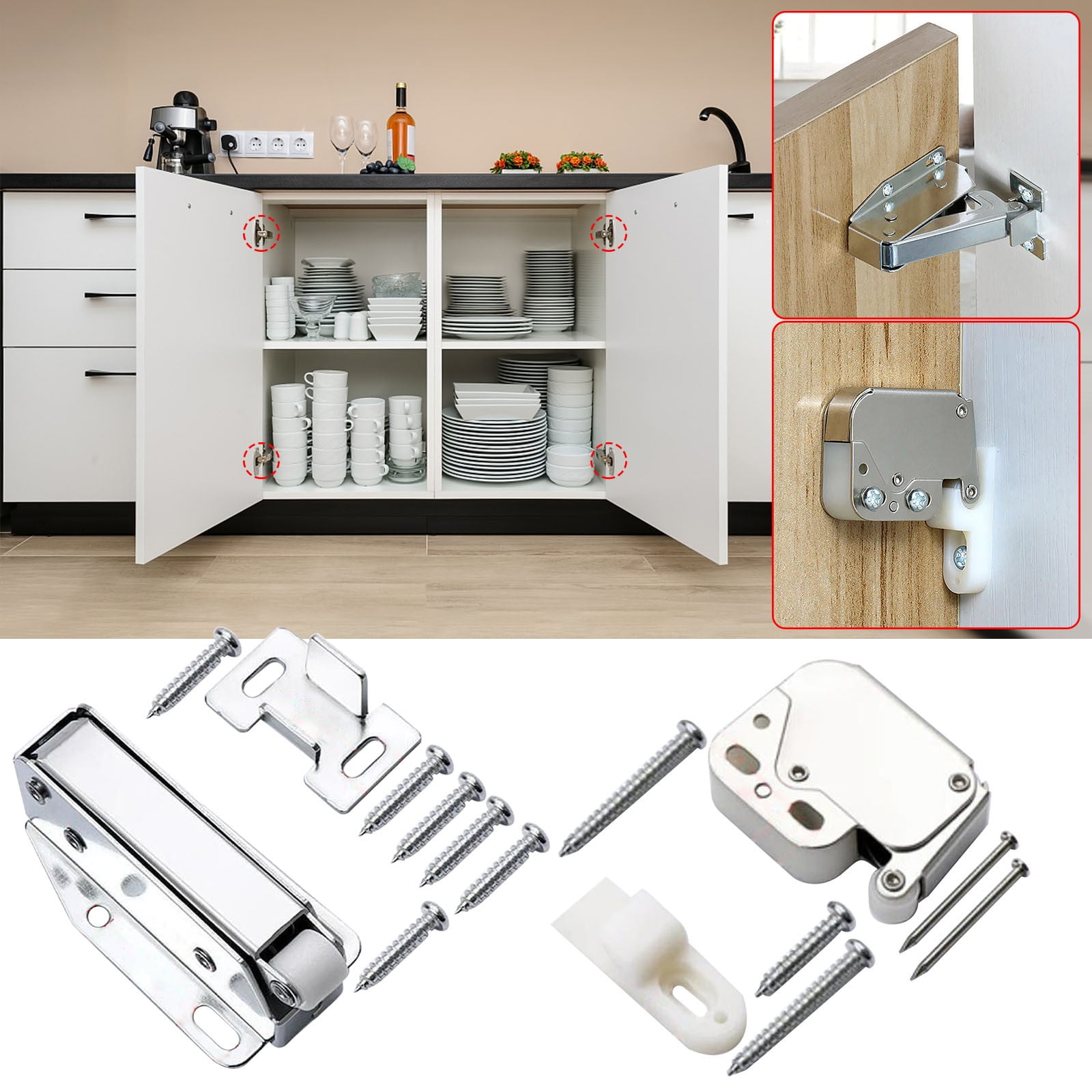 Cabinet Door Catch Lock with Strong Spring, Silent Snap Closure ...