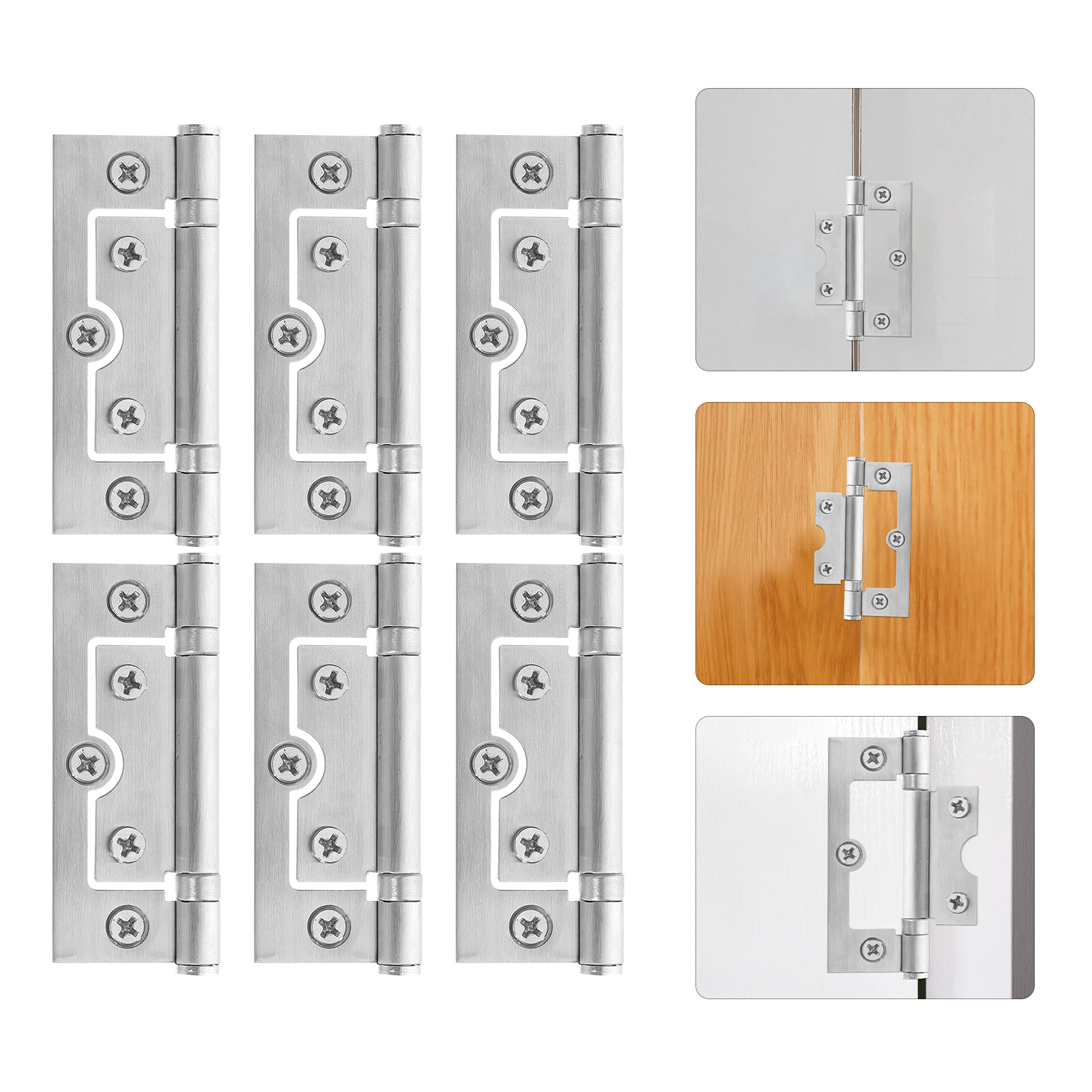 Cabinet Door Hinge,Hinges Small,6 Pairs Non Mortise Hinge 3 Inch Bifold ...
