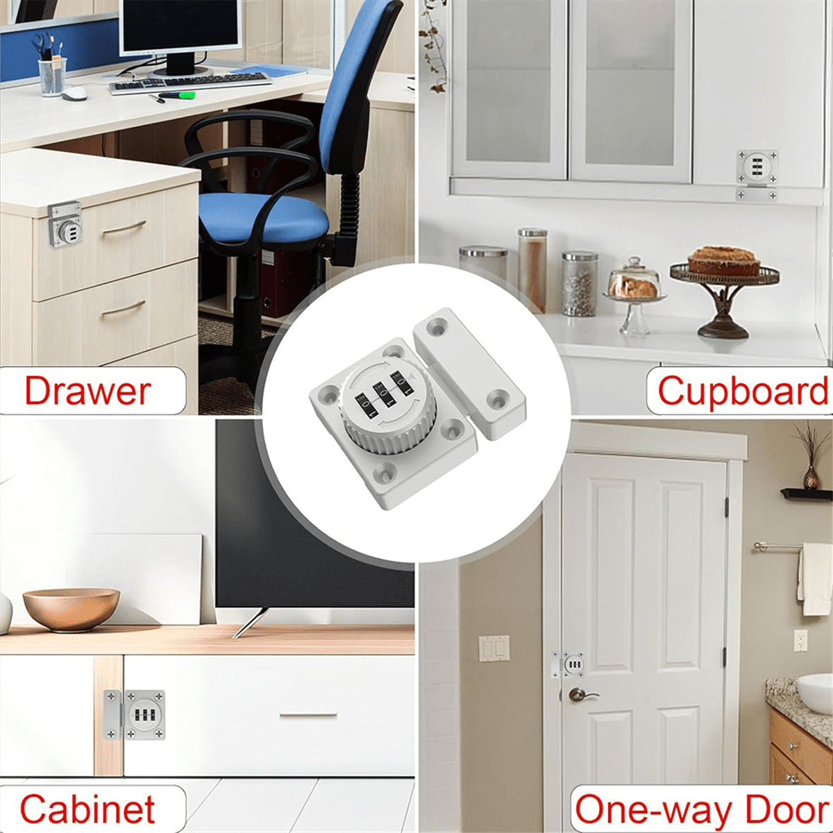 Cabinet Door Latch Keyless Combination Lock Cabinet Mechanical 3-Digit ...