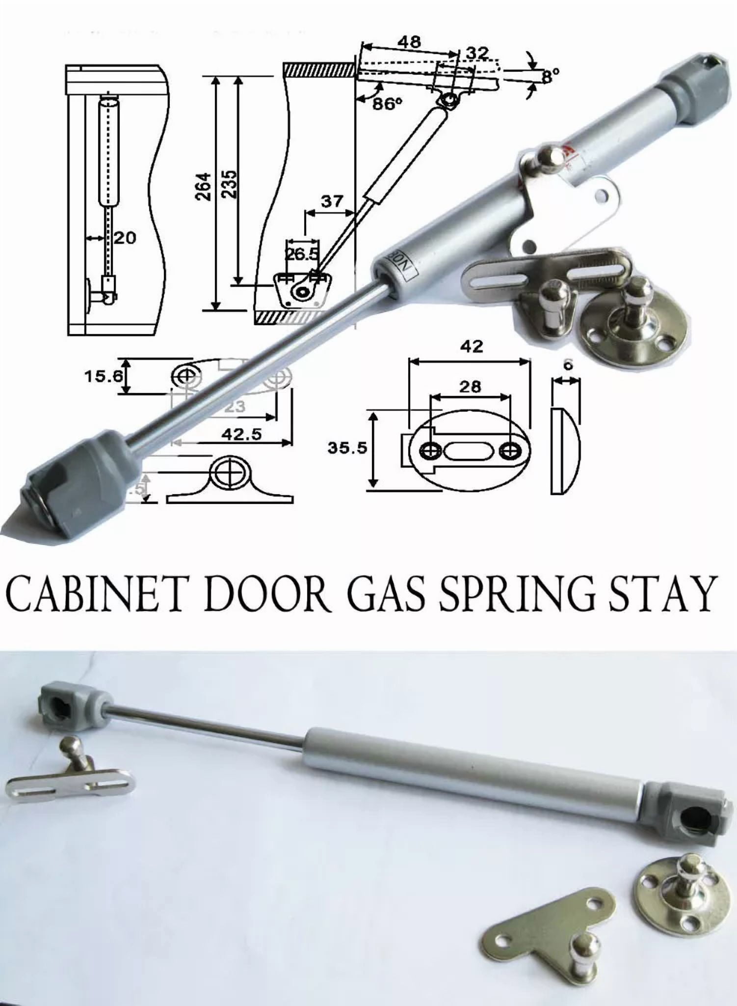 Cabinet Door Lift Up Hydraulic Gas Spring 80N Support For Kitchen ...