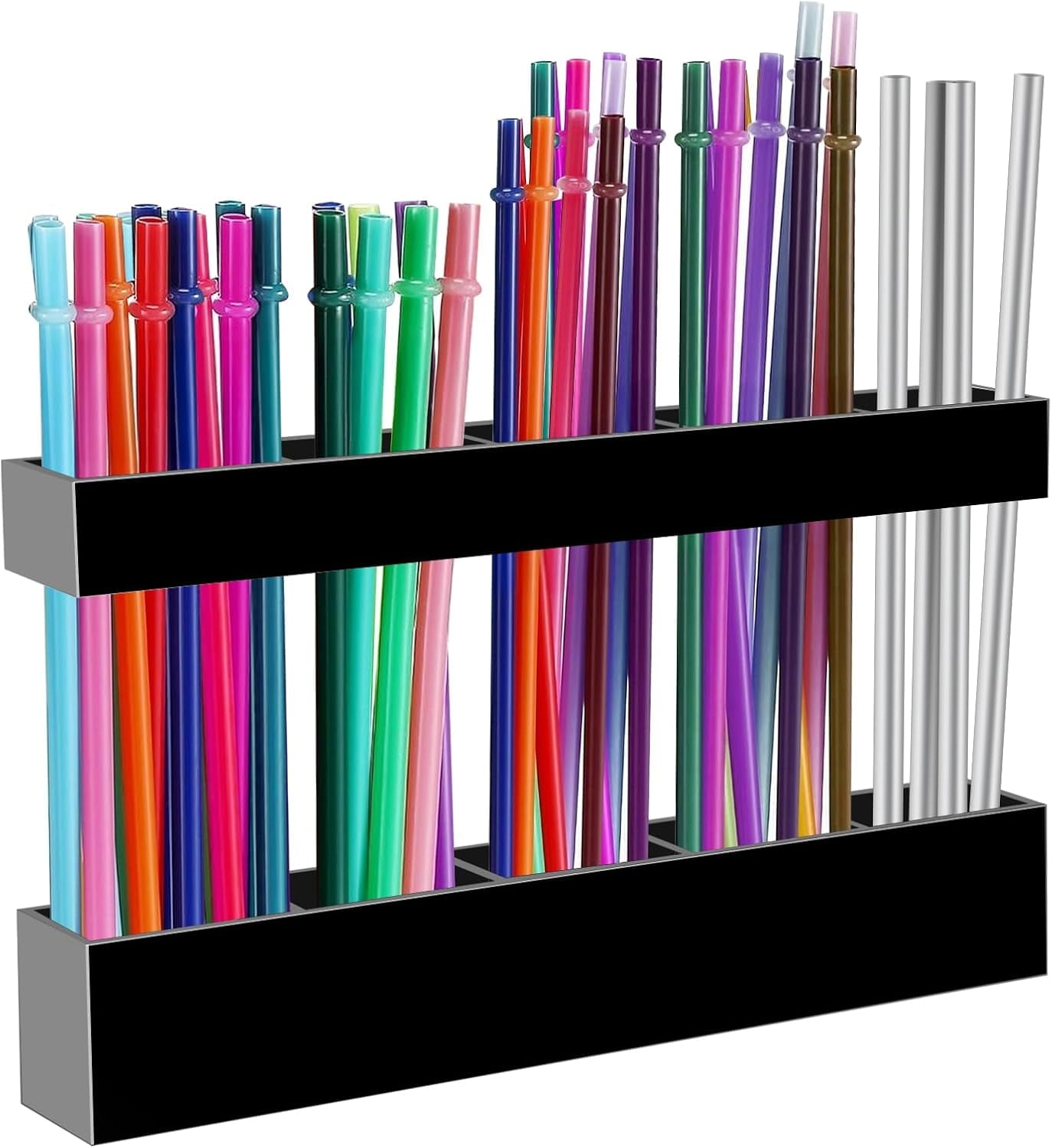 Cabinet Door Straw Organizer - 9.5" Large Acrylic Storage Holder for ...