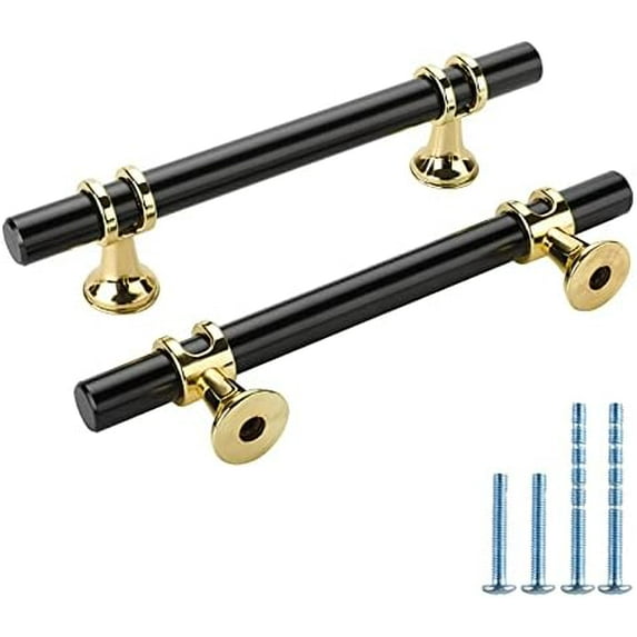 Cabinet Handles Drawer Pulls and Knobs, 10Pack Black and Gold 3-3/4inch ...