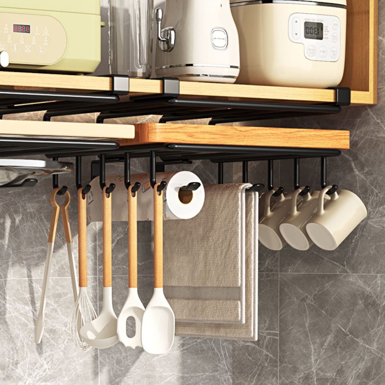 Cabinet Hanger with Multi Hooks Punch-free Installation Stainless Steel ...