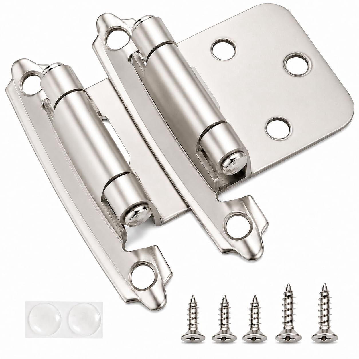 Cabinet Hinges Brushed Nickel 50 Pack 1/2 Inch Overlay Self Closing For ...