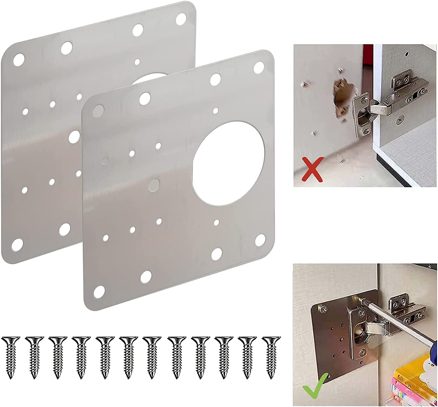 Cabinet Hinges Repair Plate,Stainless Steel Hinge Repair Brackets Kit ...