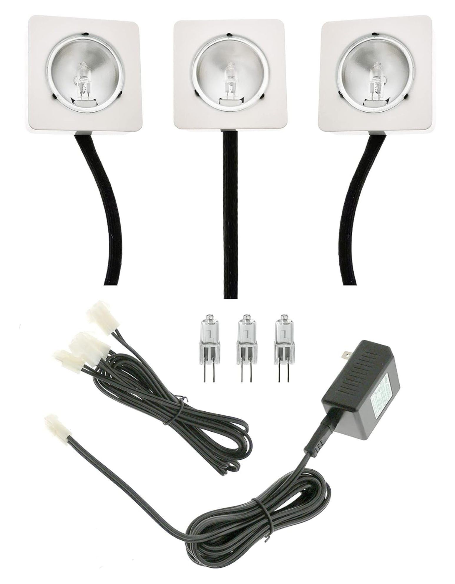 Under Cabinet Kitchen Light Kit - 3 Square Puck Light kit in White ...