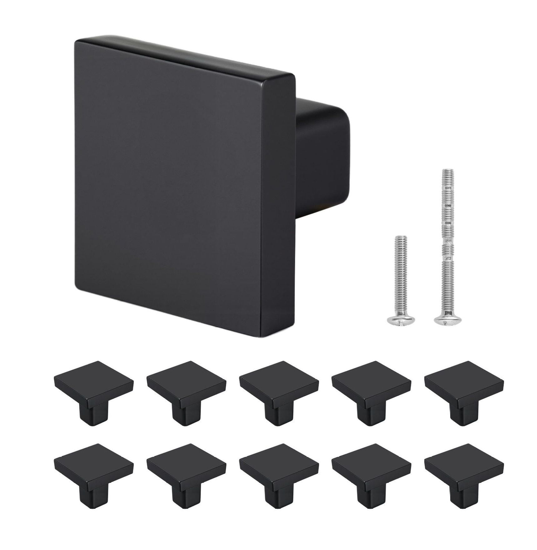 Cabinet Knobs, 10 Pack, 1.18 Inch Black Zinc Alloy Drawer Pulls & Door ...