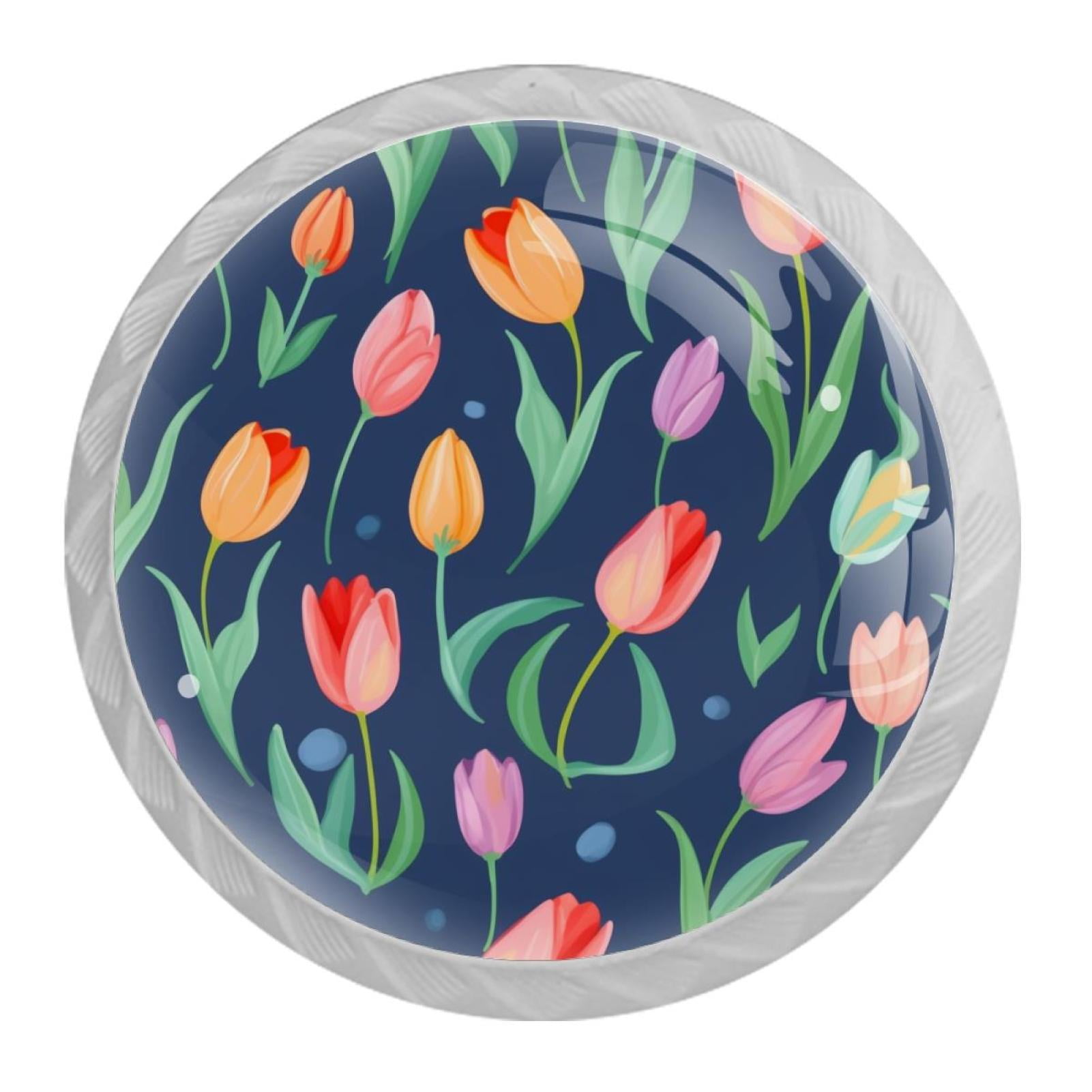 Cabinet Knobs 4 Pack, Kitchen Pulls Stainless Steel with Glass ABS ...