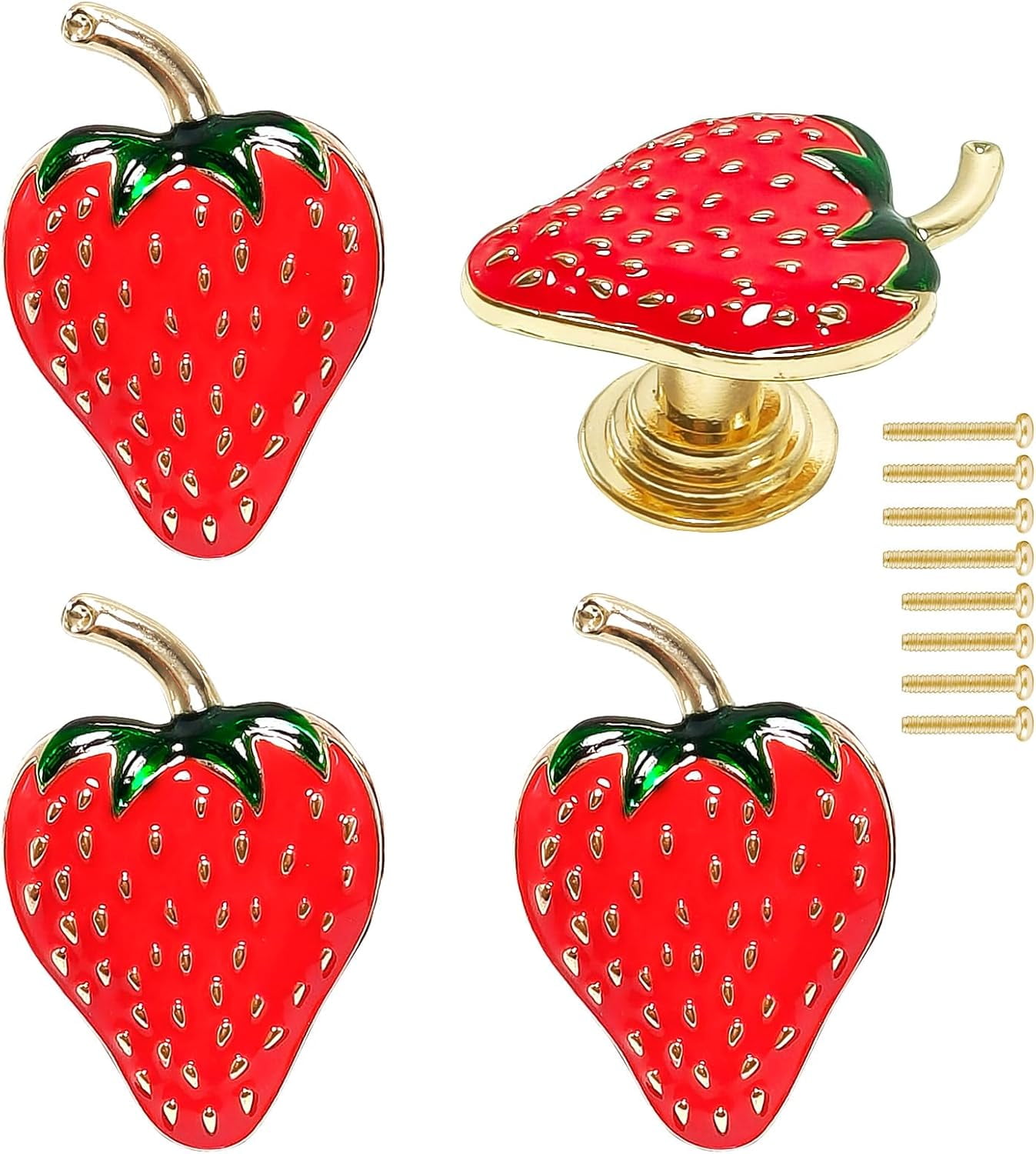 Cabinet Knobs Strawberry Knobs, 4 Pcs Creative Fruit Shape Handle ...