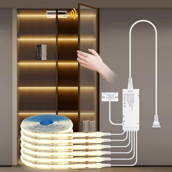 Cabinet Light 12V 6-in-1 COB LED Strip Light with Dual-Door Sensor ...