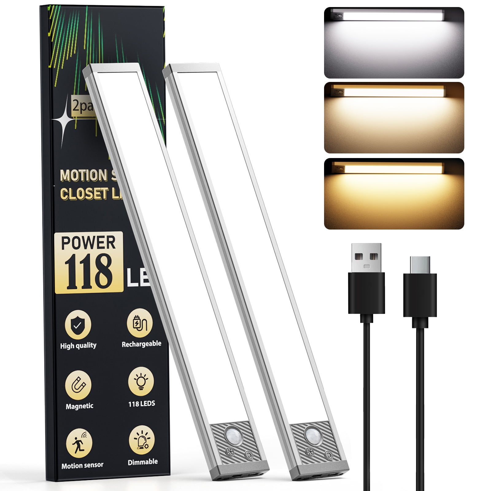 Under Cabinet Lighting, 3 Color Under Cabinet Lights Motion Sensor ...