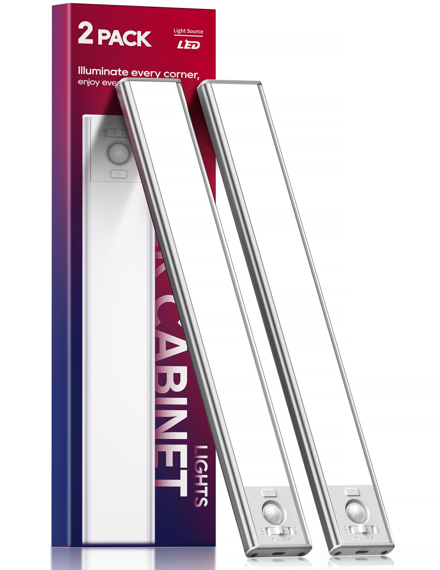 Under Cabinet Lighting, 3200mAh Rechargeable Motion Sensor Light Indoor ...