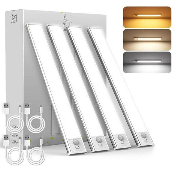 Under Cabinet Lighting, 4 Motion Sensor Light Indoor, 3 Color& 5 Level ...