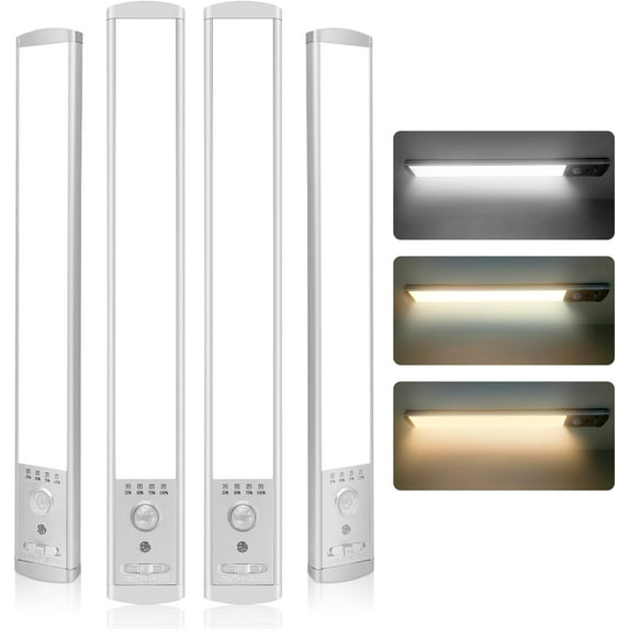 Under Cabinet Lighting, 4Pack Motion Sensor Light Indoor with 3 Color ...