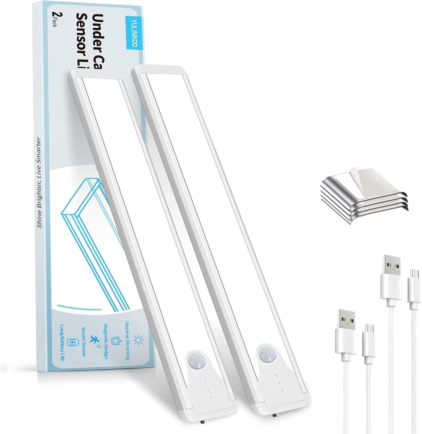 Under Cabinet Lighting, 8 Inch LED Rechargeable Battery Operated Motion ...