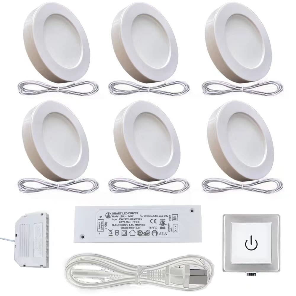 Under Cabinet Lighting Plug in with Wired Touch Dimmer Switch,Recessed ...