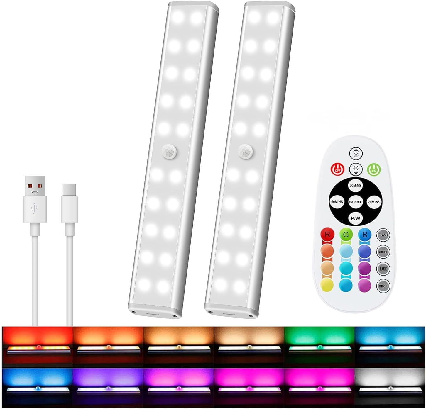 Under Cabinet Lighting with Remote, 15 Color RGB 4 Dynamic Working ...