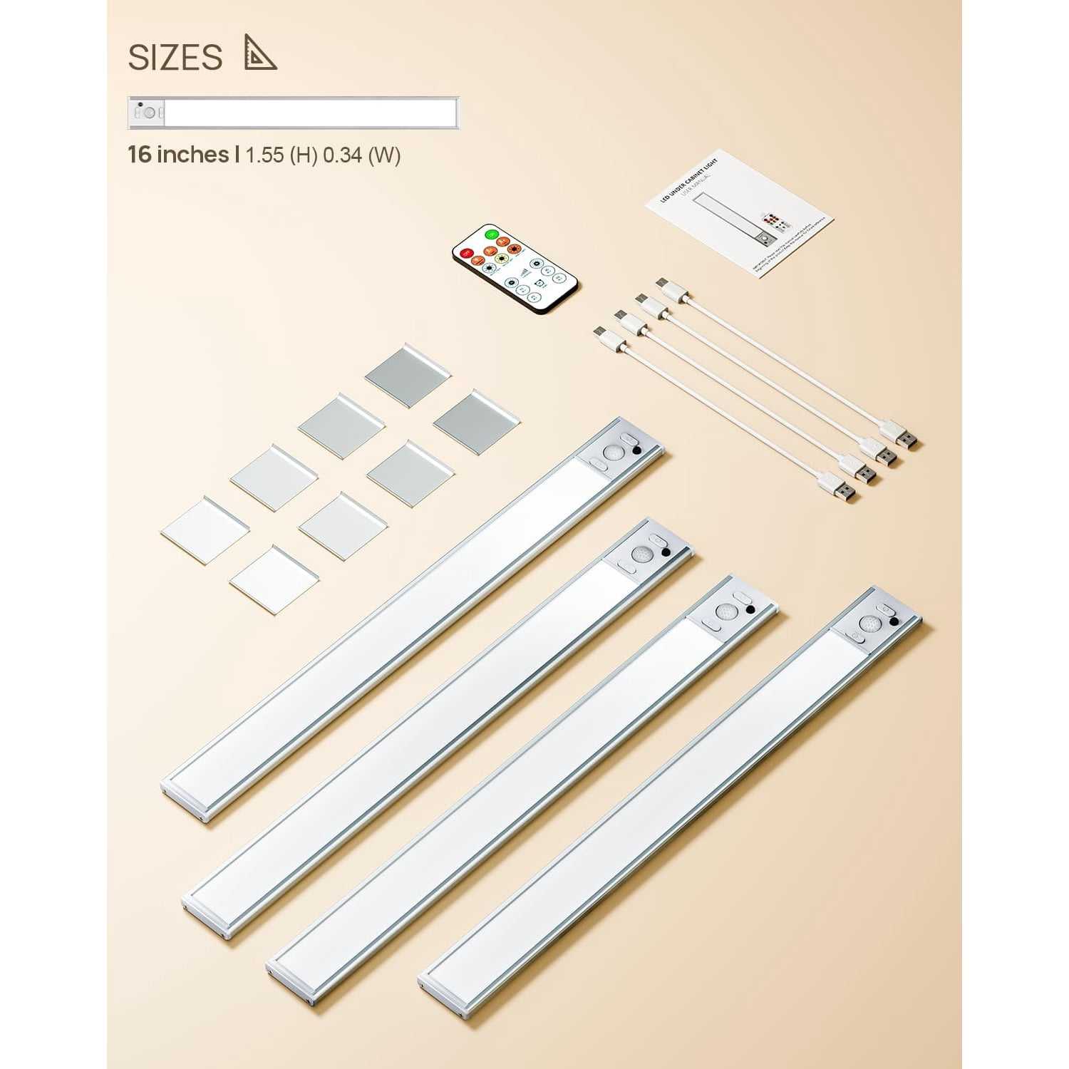 Under Cabinet Lighting Wireless,16 inch LED Motion Sensor Light Indoor ...