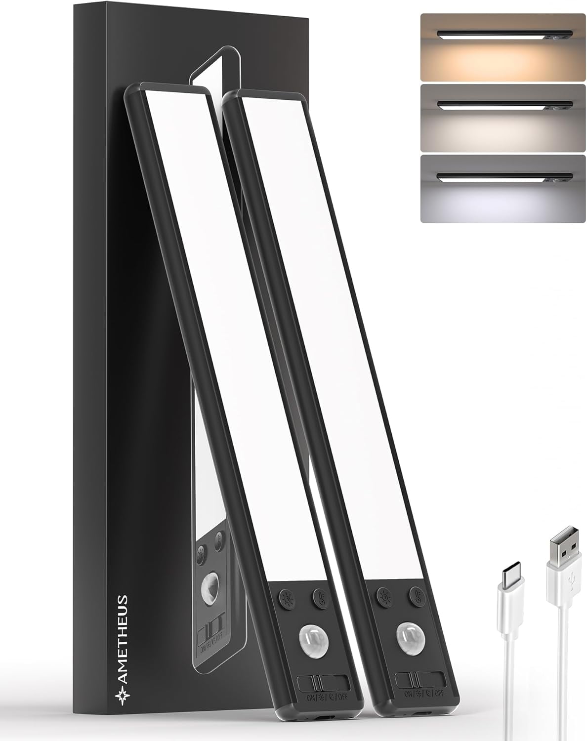 Under Cabinet Lighting Wireless, 1900mAh Rechargeable Closet Lights ...