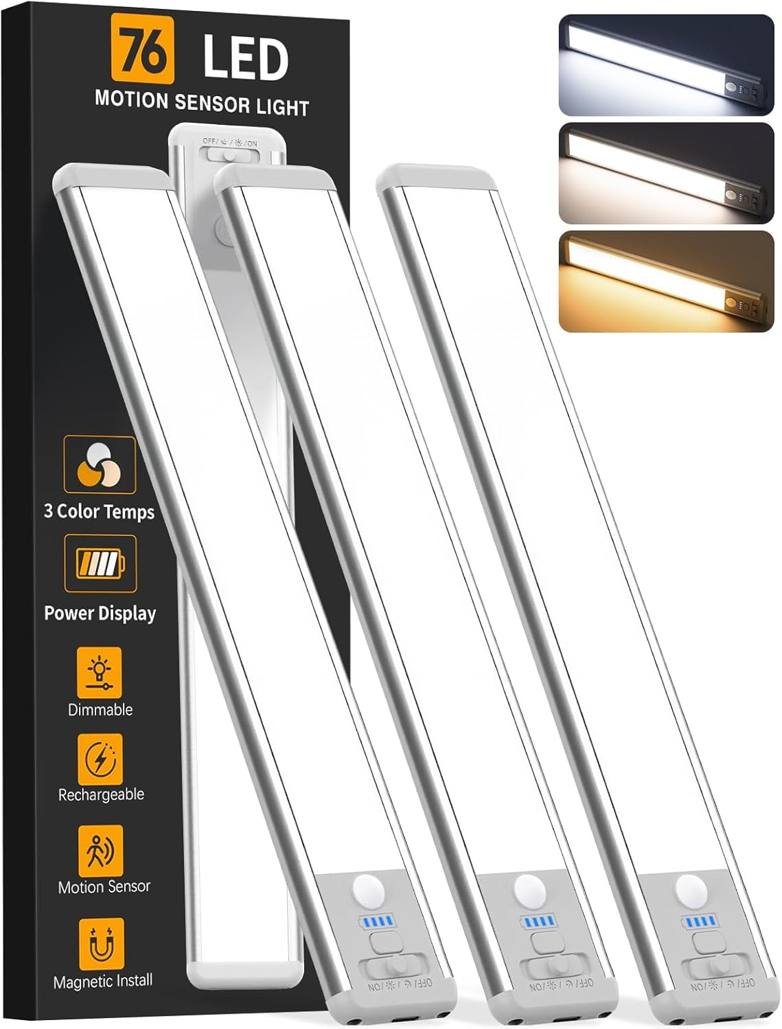 Under Cabinet Lighting Wireless, Recharable Motion Sensor Light Indoor ...