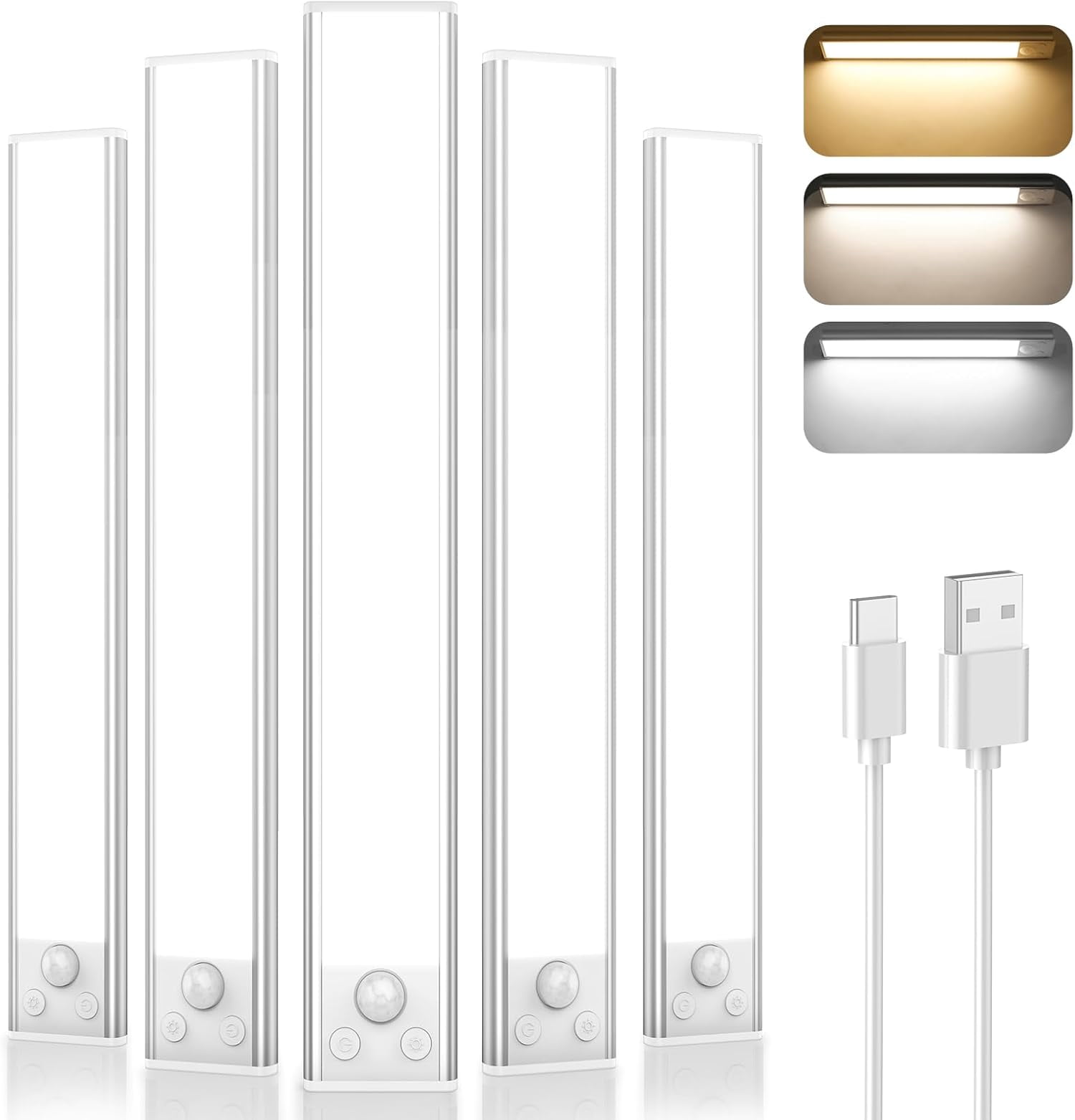 Under Cabinet Lights, 2500mAh 12 Inch Motion Sensor Operated Under ...