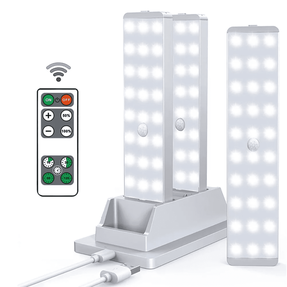 30LEDs Rechargeable Under Cabinet Lights with USB Charging, Wireless ...