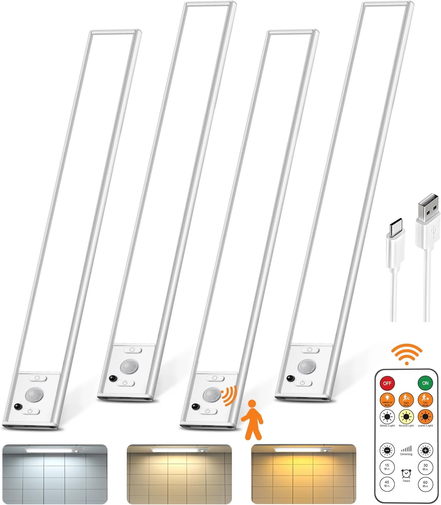 Under Cabinet Lights ,Motion Sensor Light Indoor with Remote Control ...