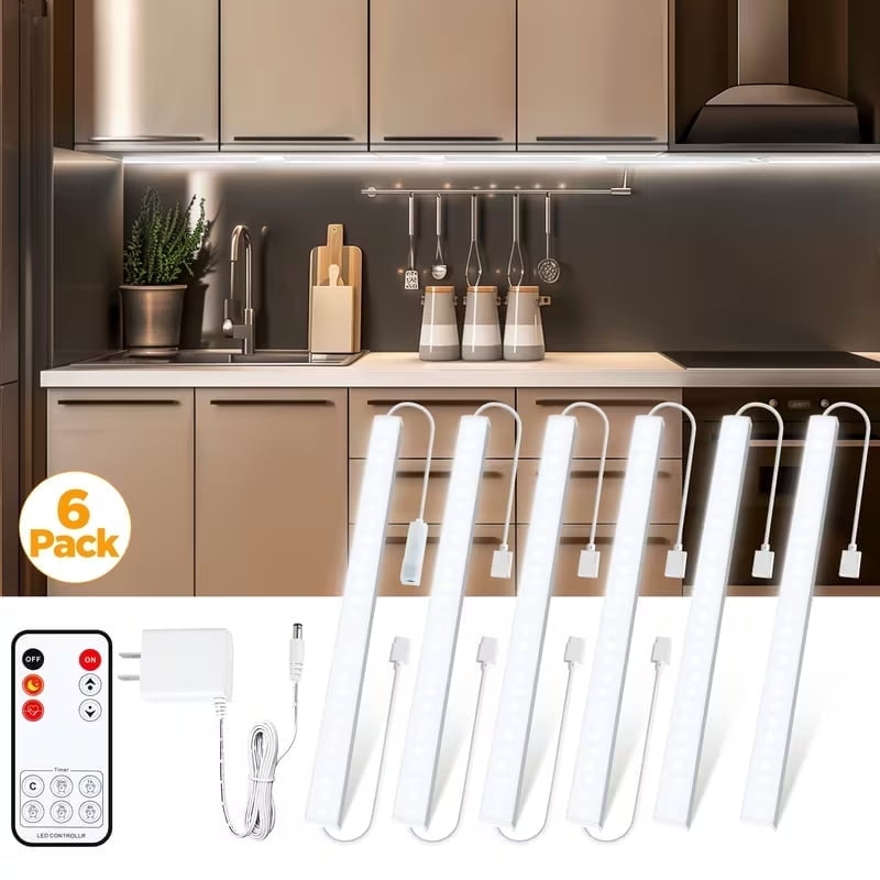 Under Cabinet Lights Plug-in, 3 Pack x 12inch LED Under Cabinet ...