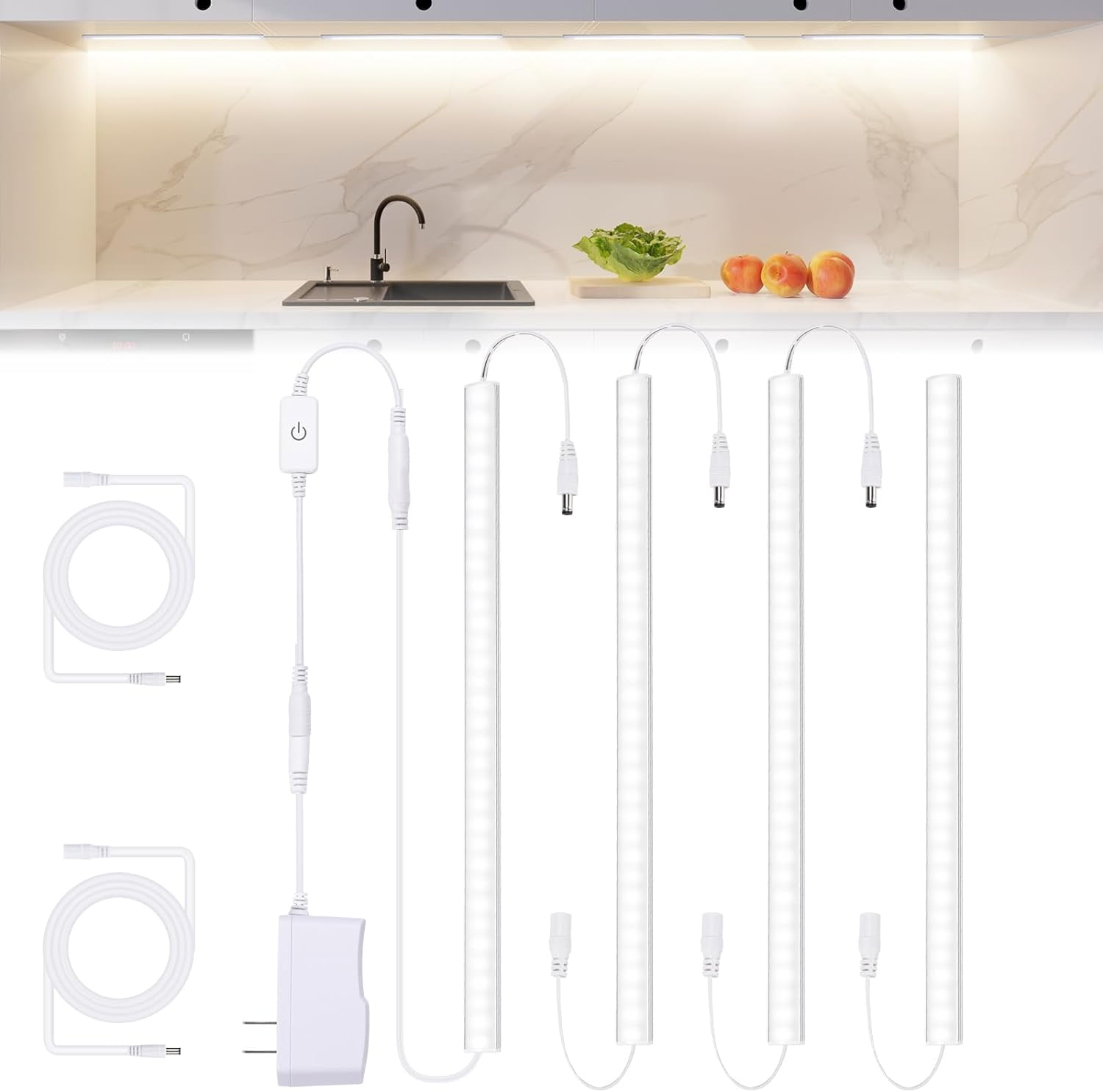 Under Cabinet Lights Plug-in, 4 Pack x 12inch LED Under Cabinet ...