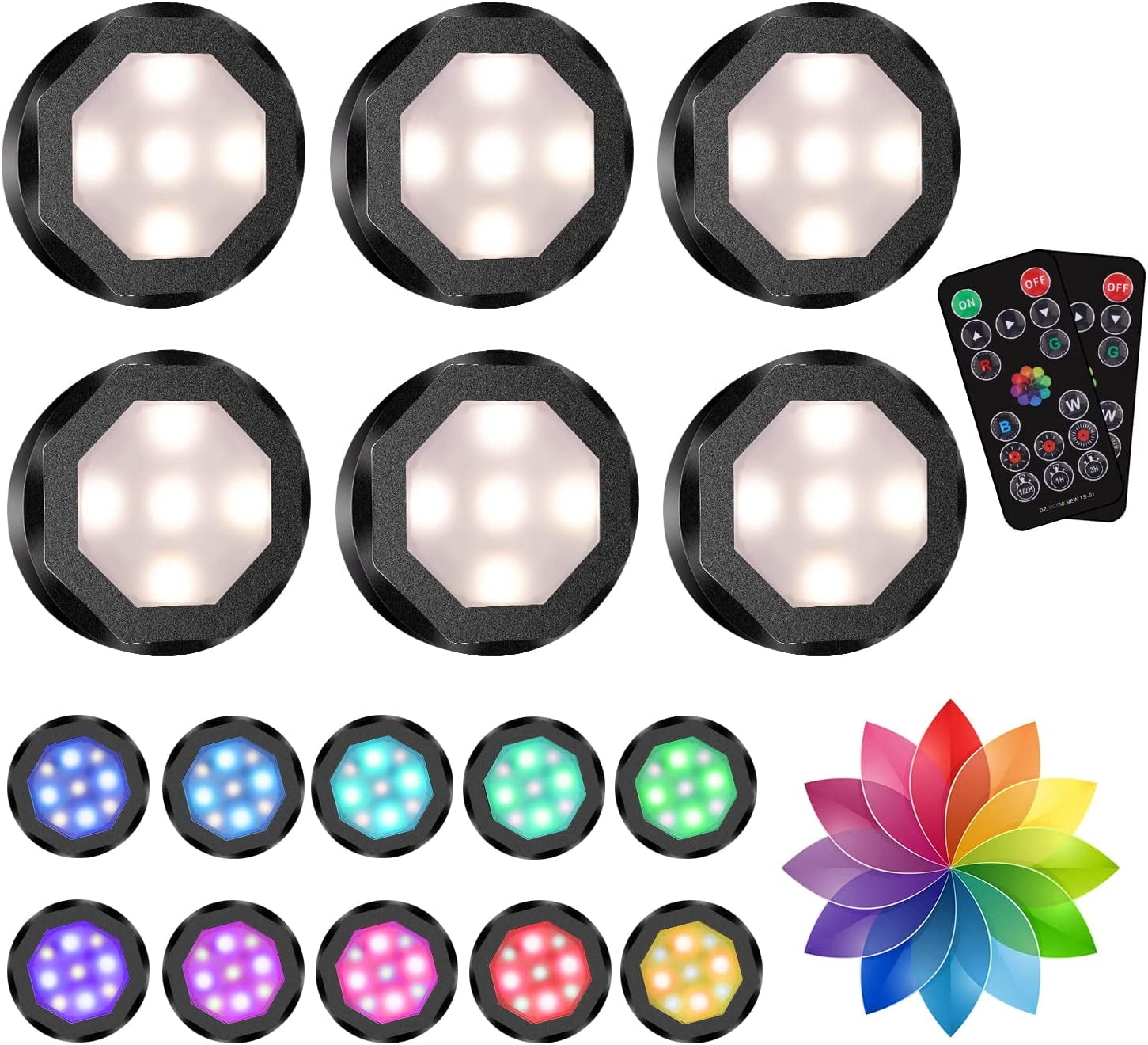 Under Cabinet Lights, Puck Lights with Remote Control LED Closet Lights ...