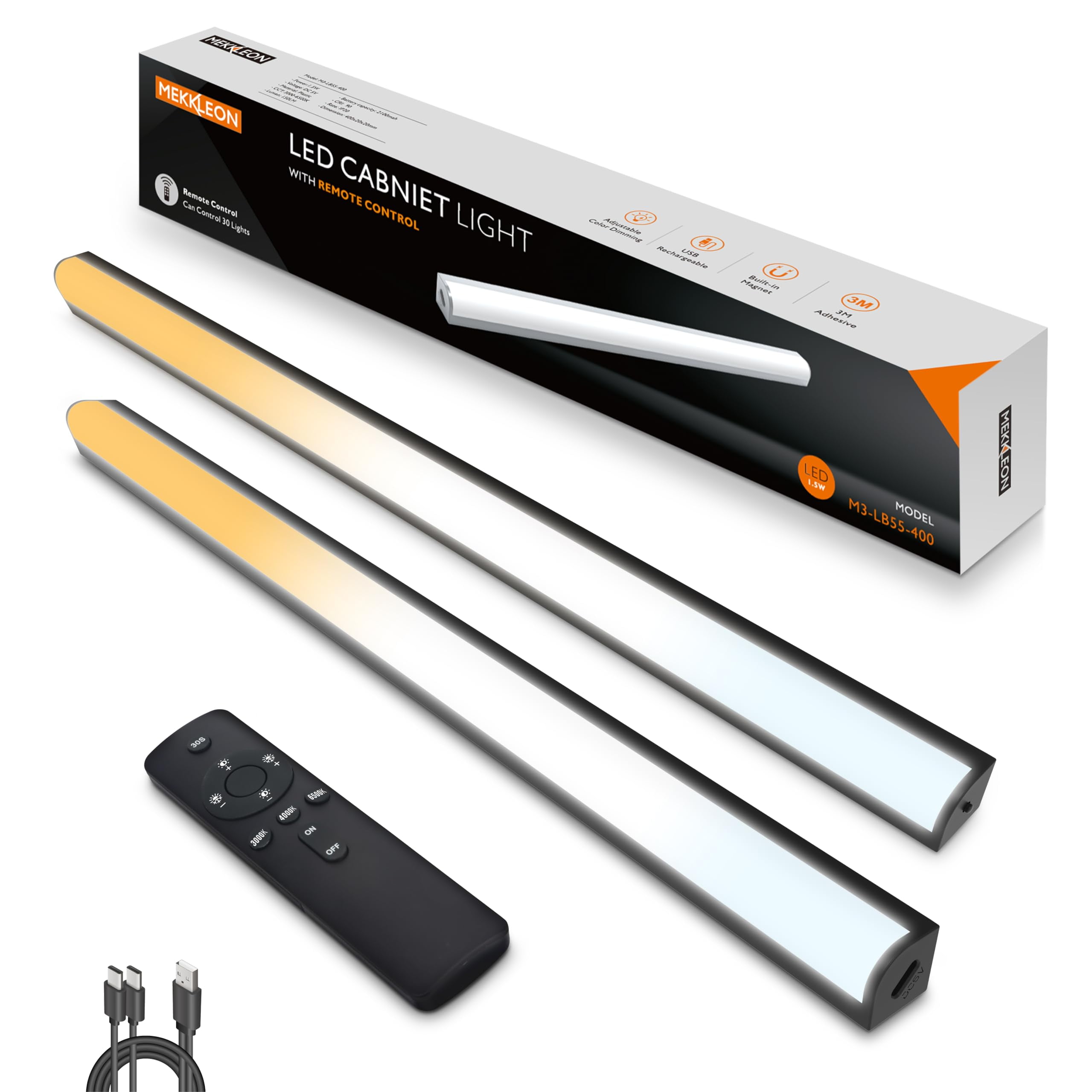 Under Cabinet Lights Remote Control,2 Pack Magnetic Dimmable Closet ...