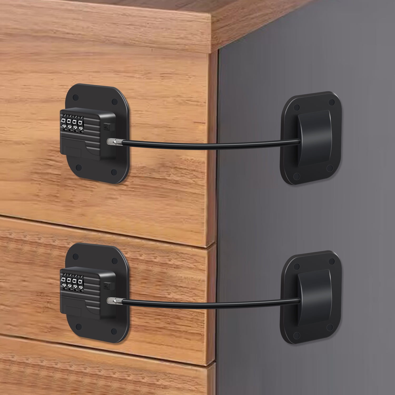 Volibel Child Safety Cabinet Locks, Black Adhesive Latches for Drawer ...