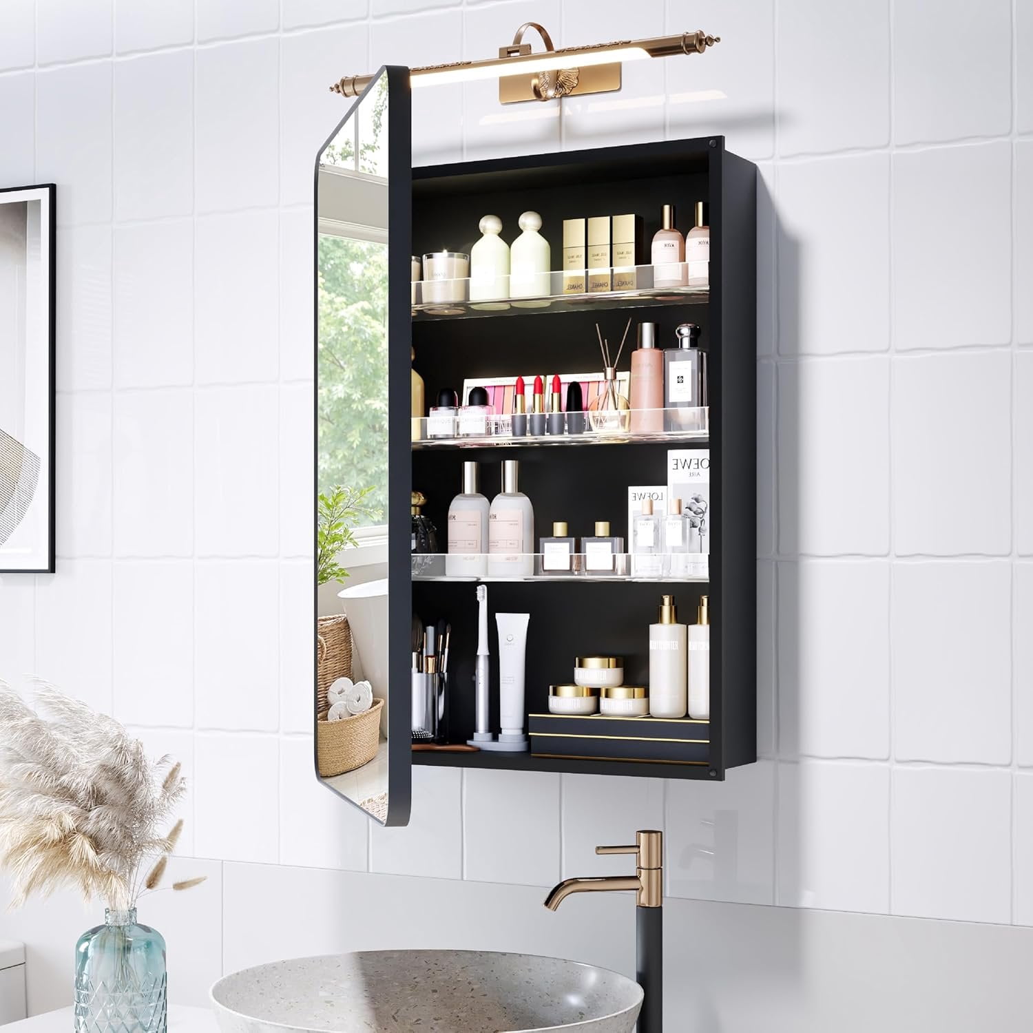 Cabinet with Mirror, 20 x 26 InchAluminum Bathroom Cabinet Recessed or ...