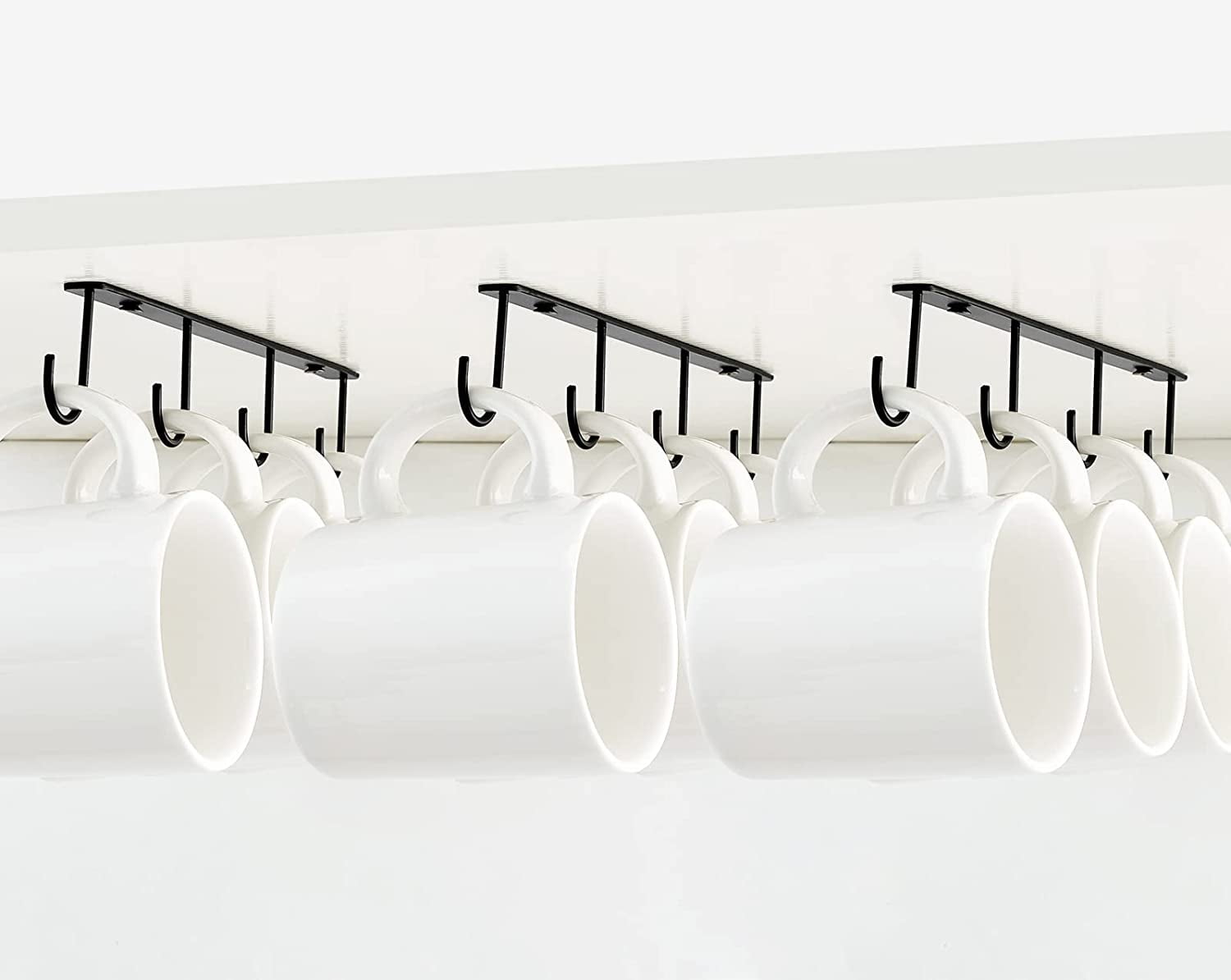 Under Cabinet Mug Hanger Set of 3 - Metal Hooks Coffee Cup Holder With ...