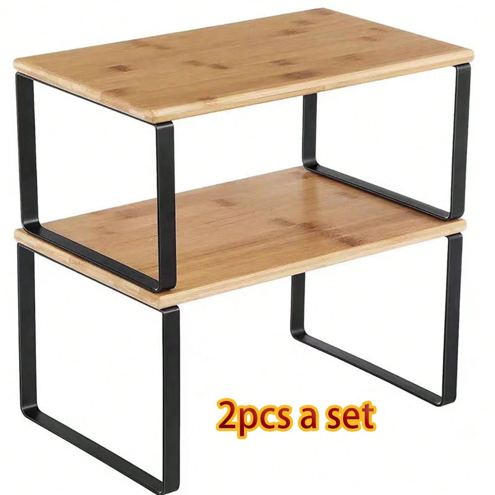 Cabinet Organizer Shelf, Set Of 2 Kitchen Counter Shelves, Kitchen ...